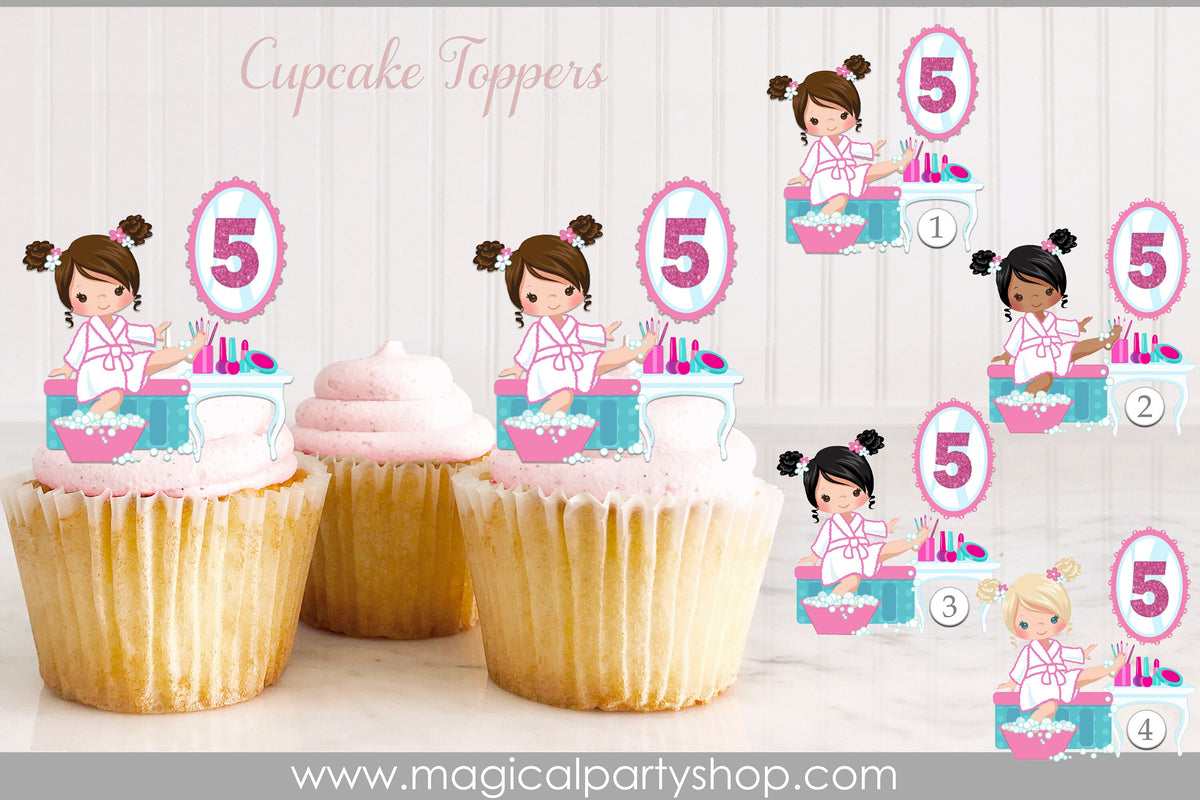 Spa cupcake topper | Spa cupcake topper set | Spa party | Spa party de ...